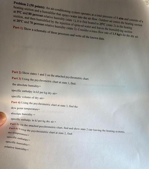 Problem 2 (50 points): An air-conditioning system | Chegg.com