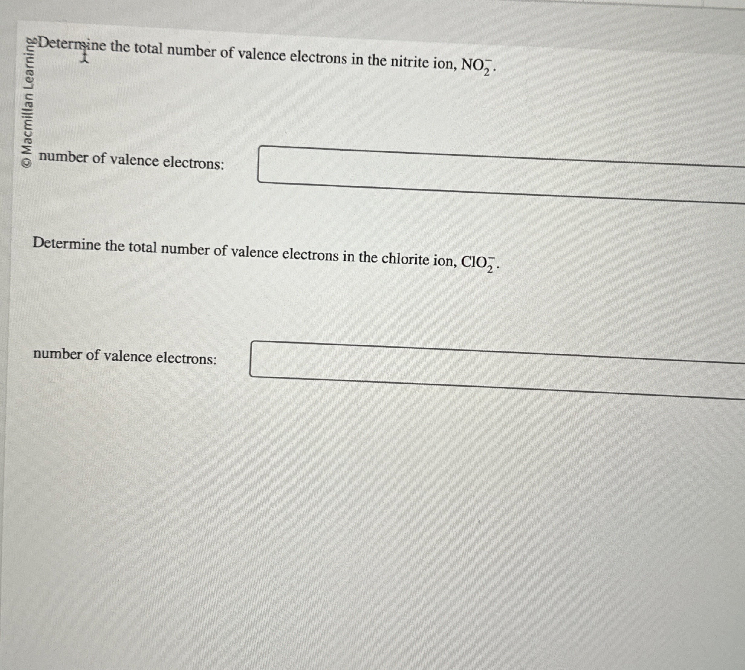 Solved number of valence electrons:Determine the total | Chegg.com