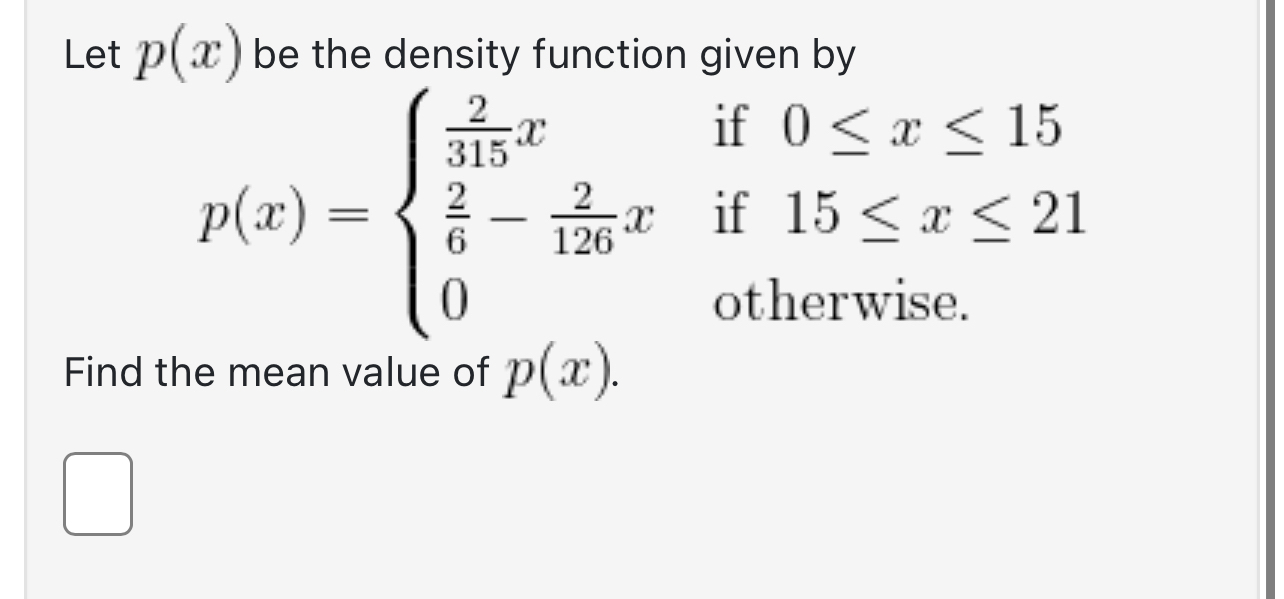 Let p(x) ﻿be the density function given | Chegg.com
