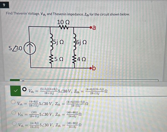 Solved Find Thevenin Voltage, Vth, and Thevenin impedance, | Chegg.com