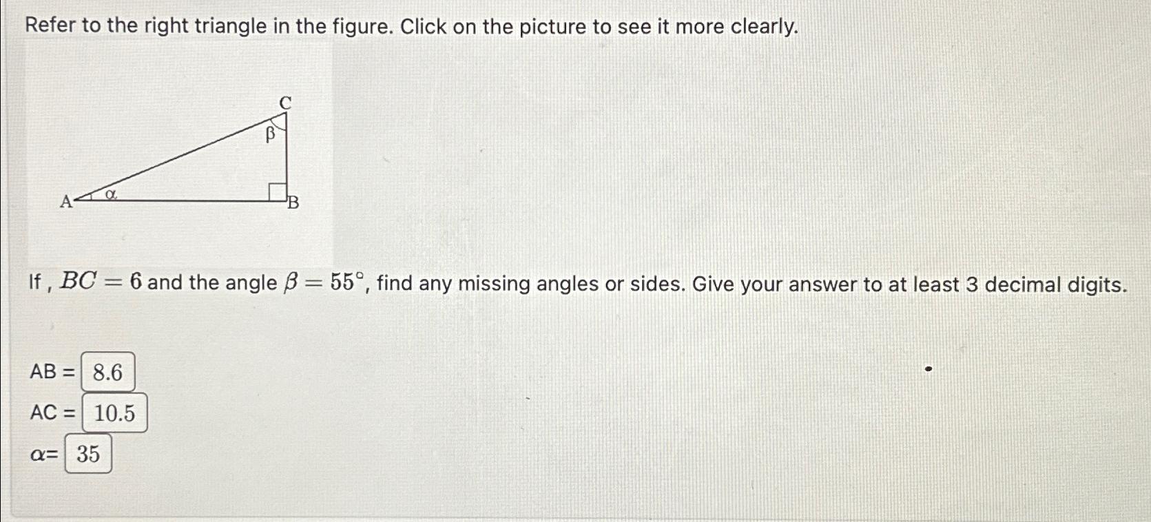 Solved Refer To The Right Triangle In The Figure Click On