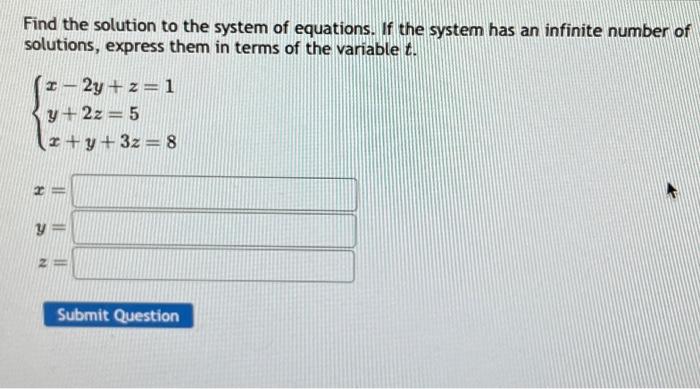 Solved Find the solution to the system of equations. If the | Chegg.com