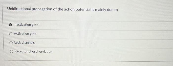 [Solved]: Unidirectional propagation of the action potentia