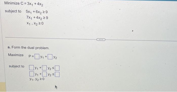 Solved Minimize C= subject to | Chegg.com