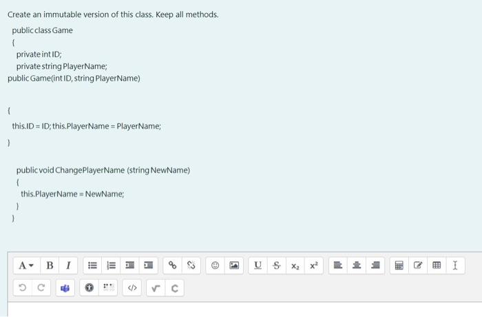 Solved Create an immutable version of this class. Keep all | Chegg.com
