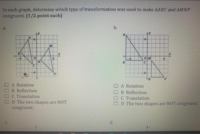 Solved In each graph, determine which type of transformation | Chegg.com