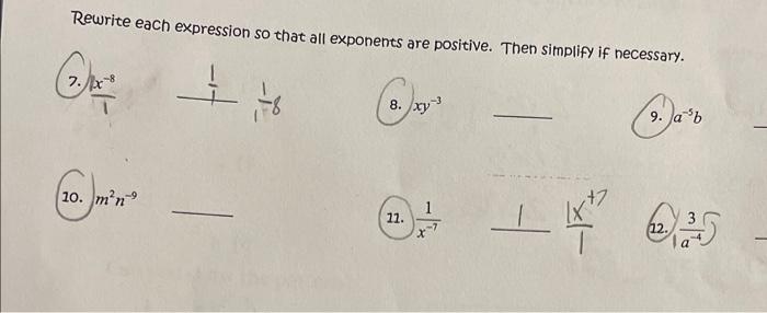 Solved Rewrite each expression so that all exponents are | Chegg.com