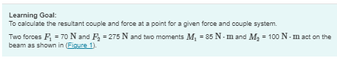 Solved Learning Goal:To ﻿calculate the resultant couple and | Chegg.com