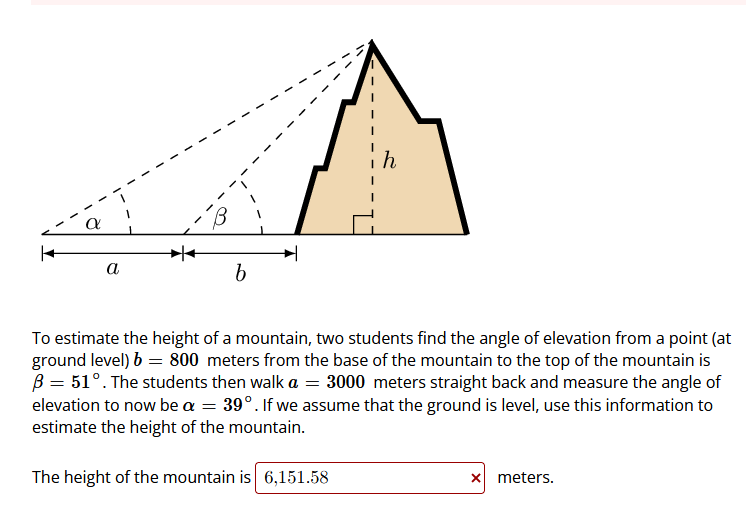 Solved To estimate the height of a mountain, two students | Chegg.com