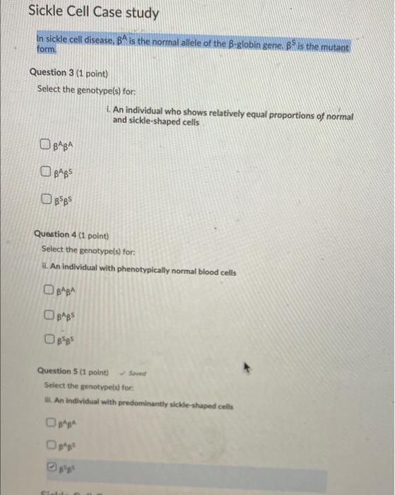 Solved Sickle Cell Case study In sickle cell disease, BA is | Chegg.com