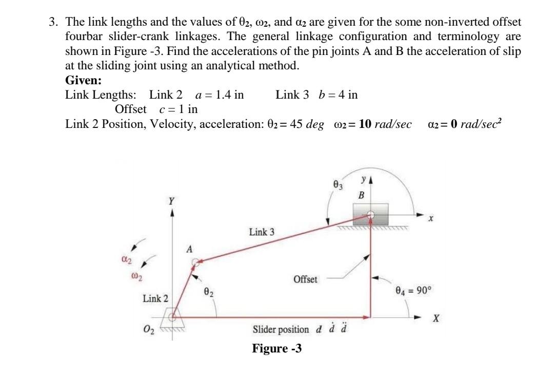Solved 3. The link lengths and the values of θ2,ω2, and α2 | Chegg.com