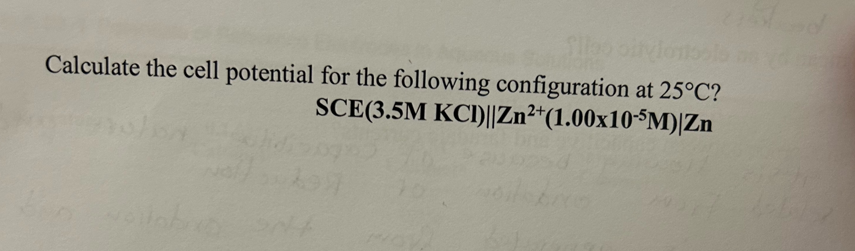 Solved Calculate the cell potential for the following | Chegg.com
