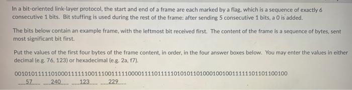 Solved In a bit-oriented link-layer protocol, the start and | Chegg.com