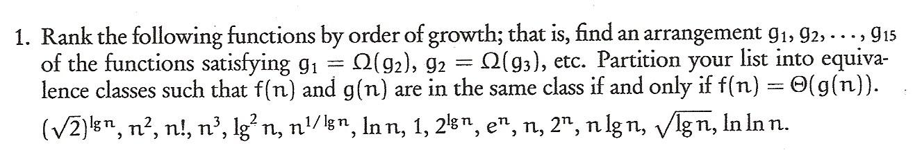 Solved Rank the following functions by order of growth; that | Chegg.com