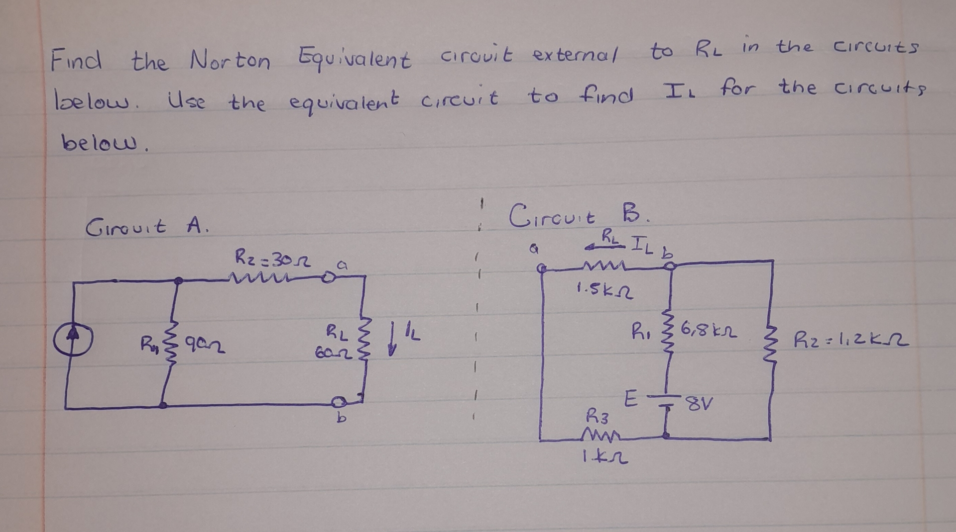 Find the Norton Equivalent circuit external to RL ﻿in | Chegg.com