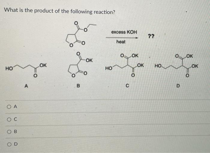 Solved What is the product of the following reaction? excess | Chegg.com