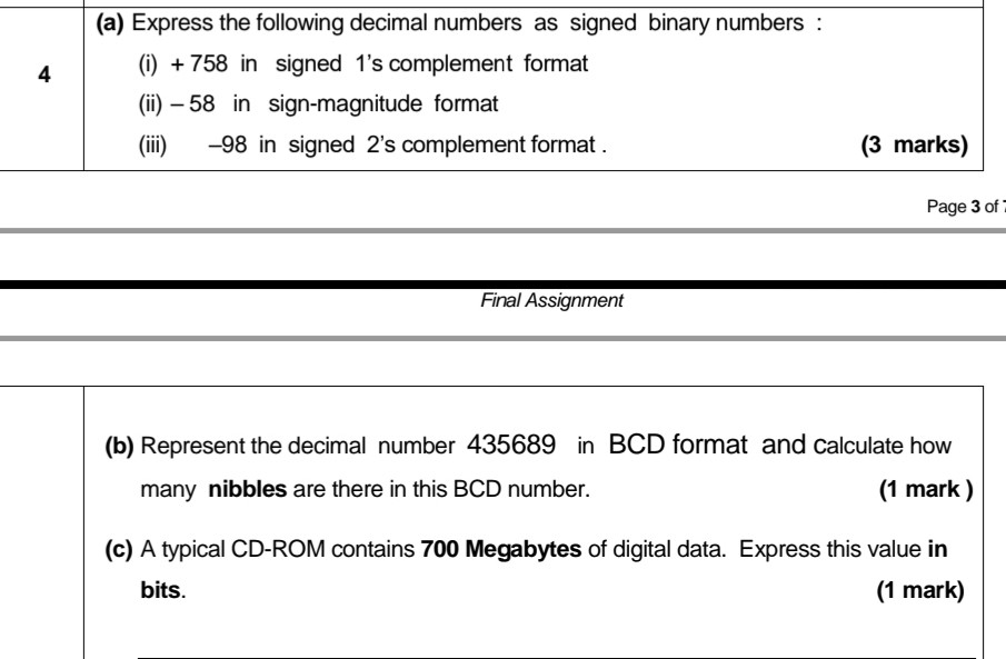 Solved 4 (a) Express the following decimal numbers as signed | Chegg.com
