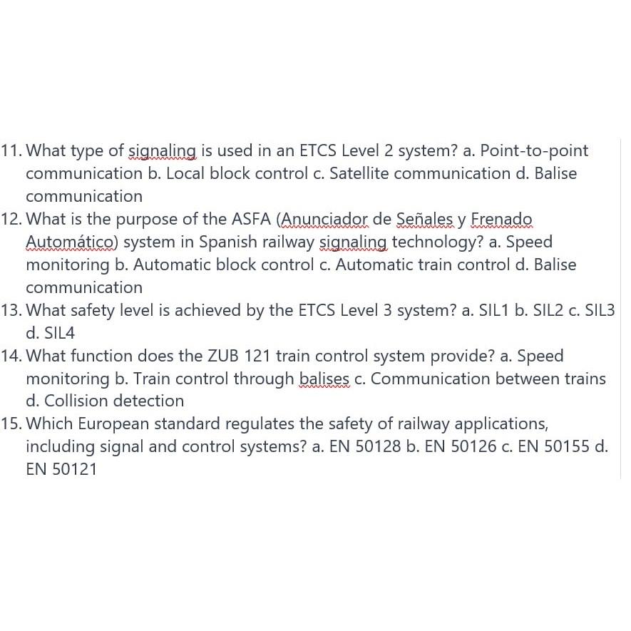 Solved What type of signaling is used in an ETCS Level 2 | Chegg.com