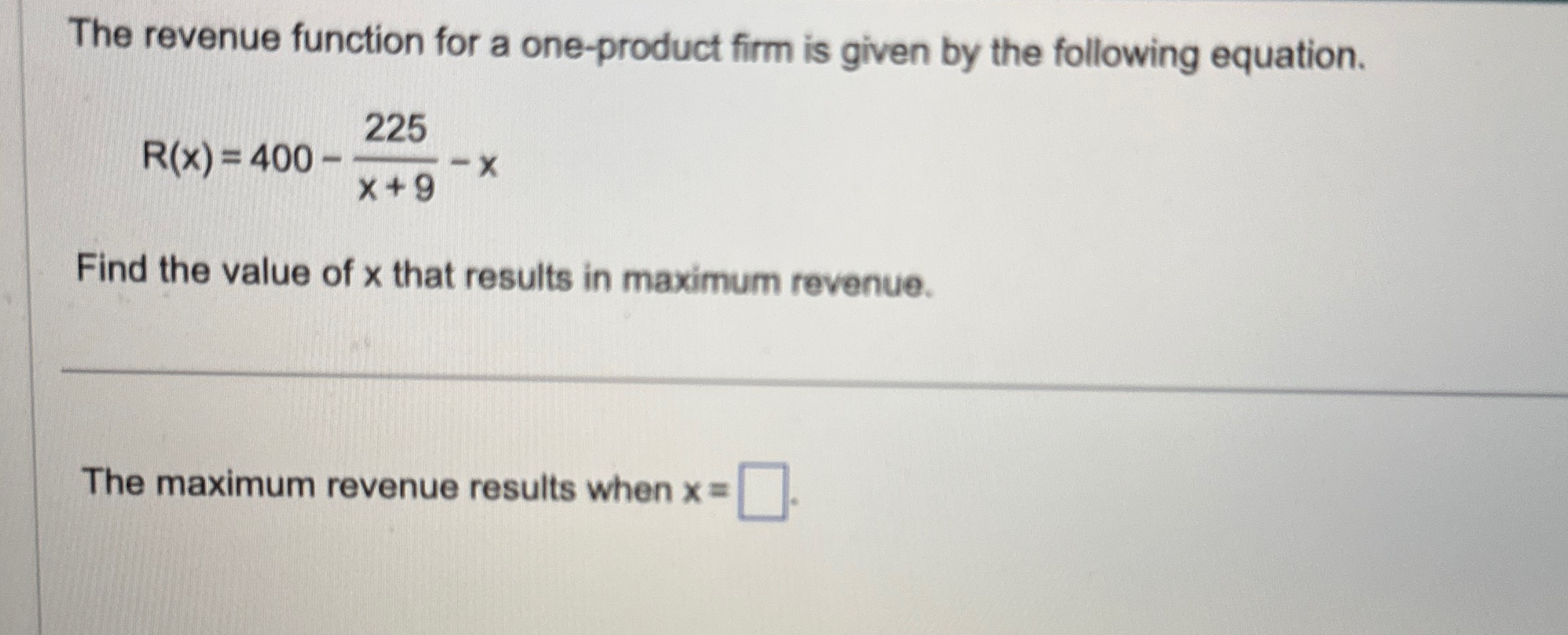 Solved The revenue function for a one-product firm is given | Chegg.com