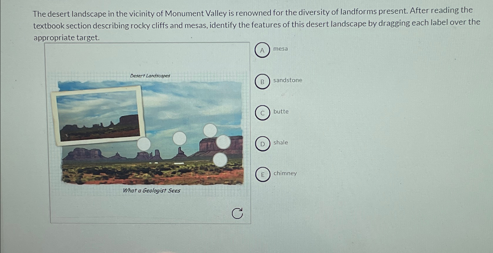 Solved The desert landscape in the vicinity of Monument | Chegg.com