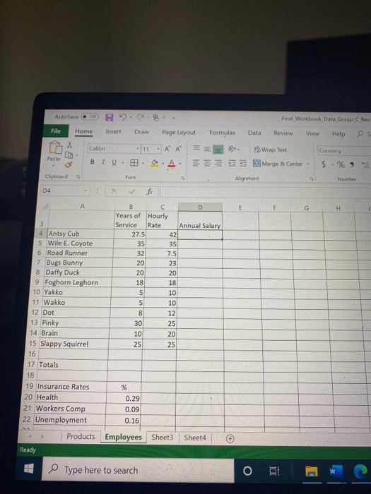 AutoSave b.p.8. Final Workbook Data Group C Rev File | Chegg.com