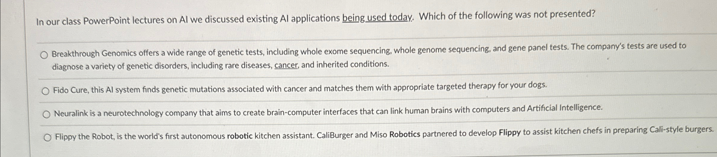 Solved In our class PowerPoint lectures on Al we discussed | Chegg.com
