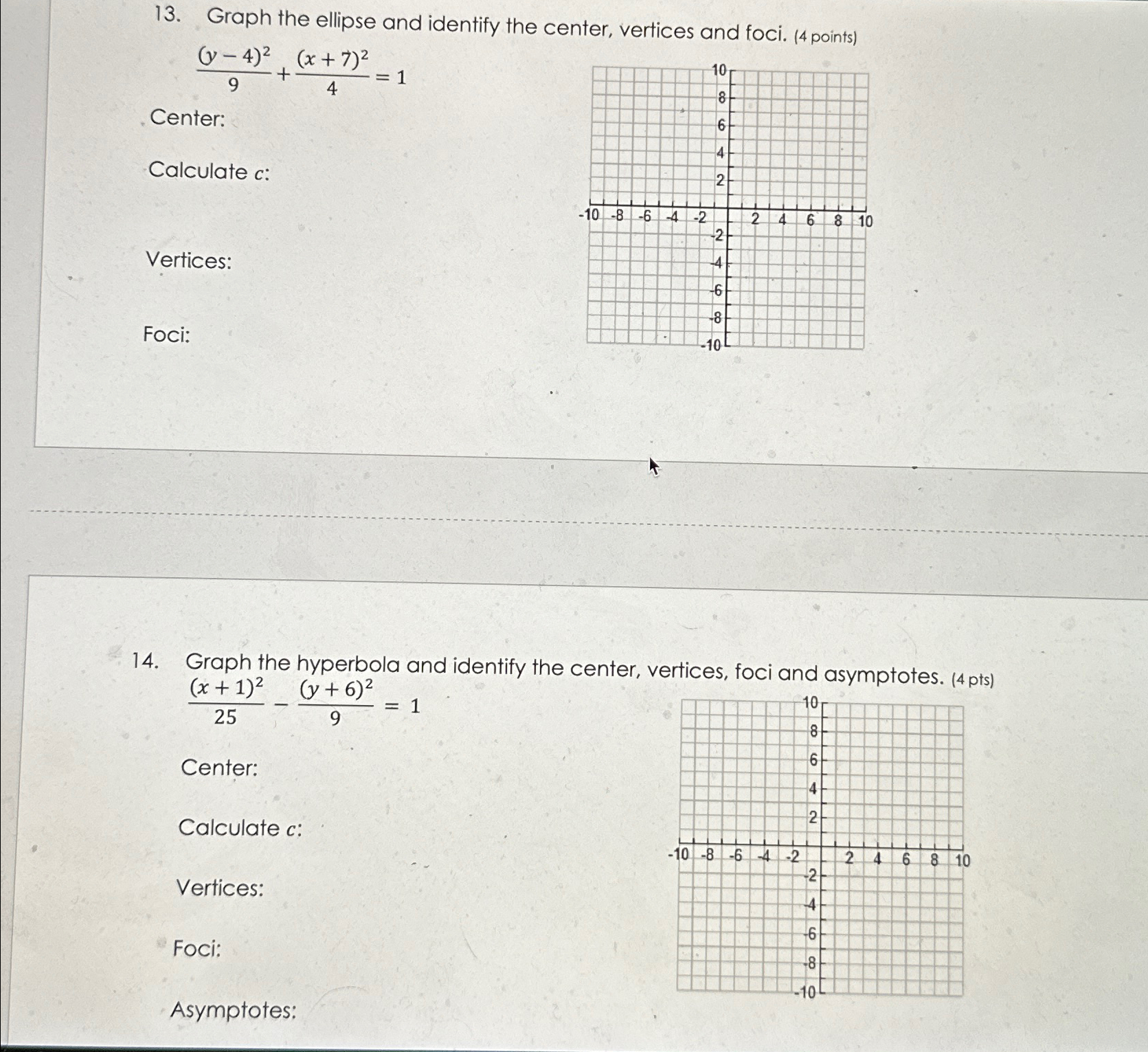Solved Graph the ellipse and identify the center, vertices | Chegg.com
