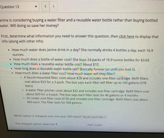 hine is considering buying a water filter and a | Chegg.com