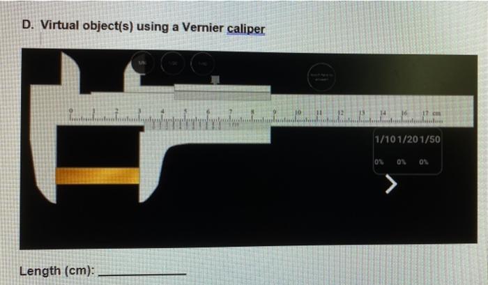 D. Virtual object(s) using a Vernier caliper | Chegg.com
