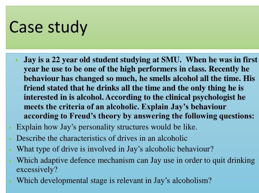 Solved Case study Jay is a 22 year old student studying at | Chegg.com