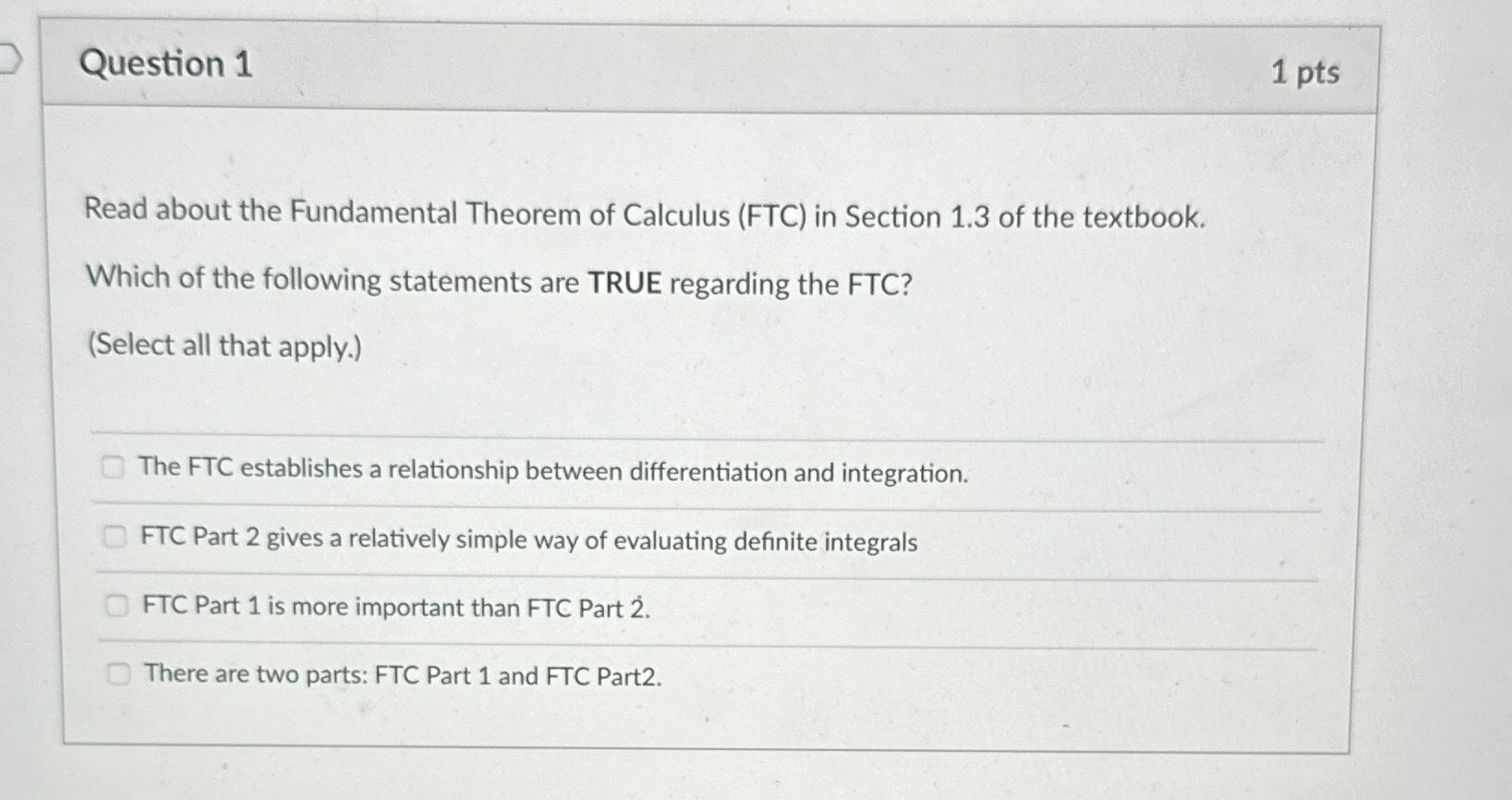 Solved Question 11 ﻿ptsread About The Fundamental Theorem Of
