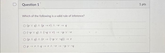Solved Which of the following is a valid rule of inference? | Chegg.com