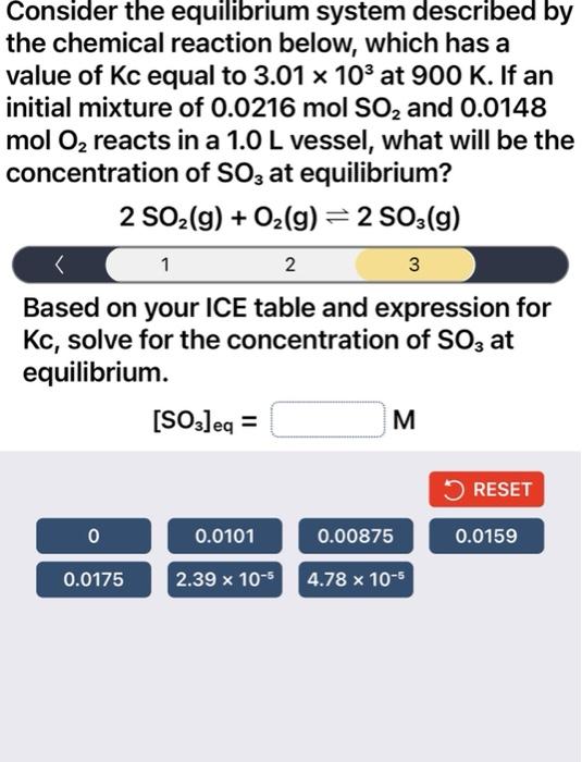 Solved Consider the equilibrium system described by the | Chegg.com