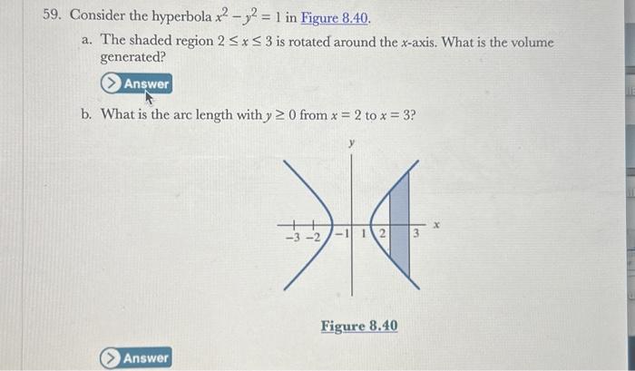 Solved Consider the hyperbola x2−y2=1 in Figure 8.40. a. The | Chegg.com