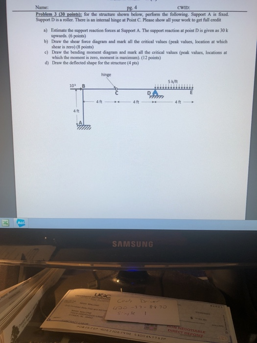 Solved Pg. 4 Name: CWID: Problem 3 (30 points for the | Chegg.com