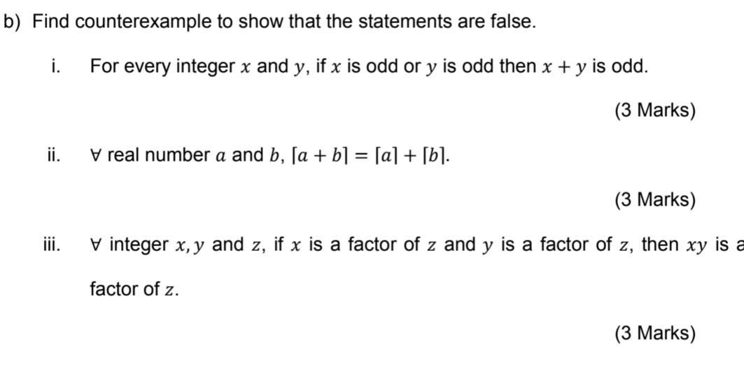 Solved B Find Counterexample To Show That The Statements
