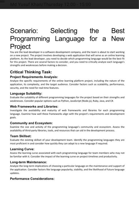 Solved You are the lead developer in a software development | Chegg.com