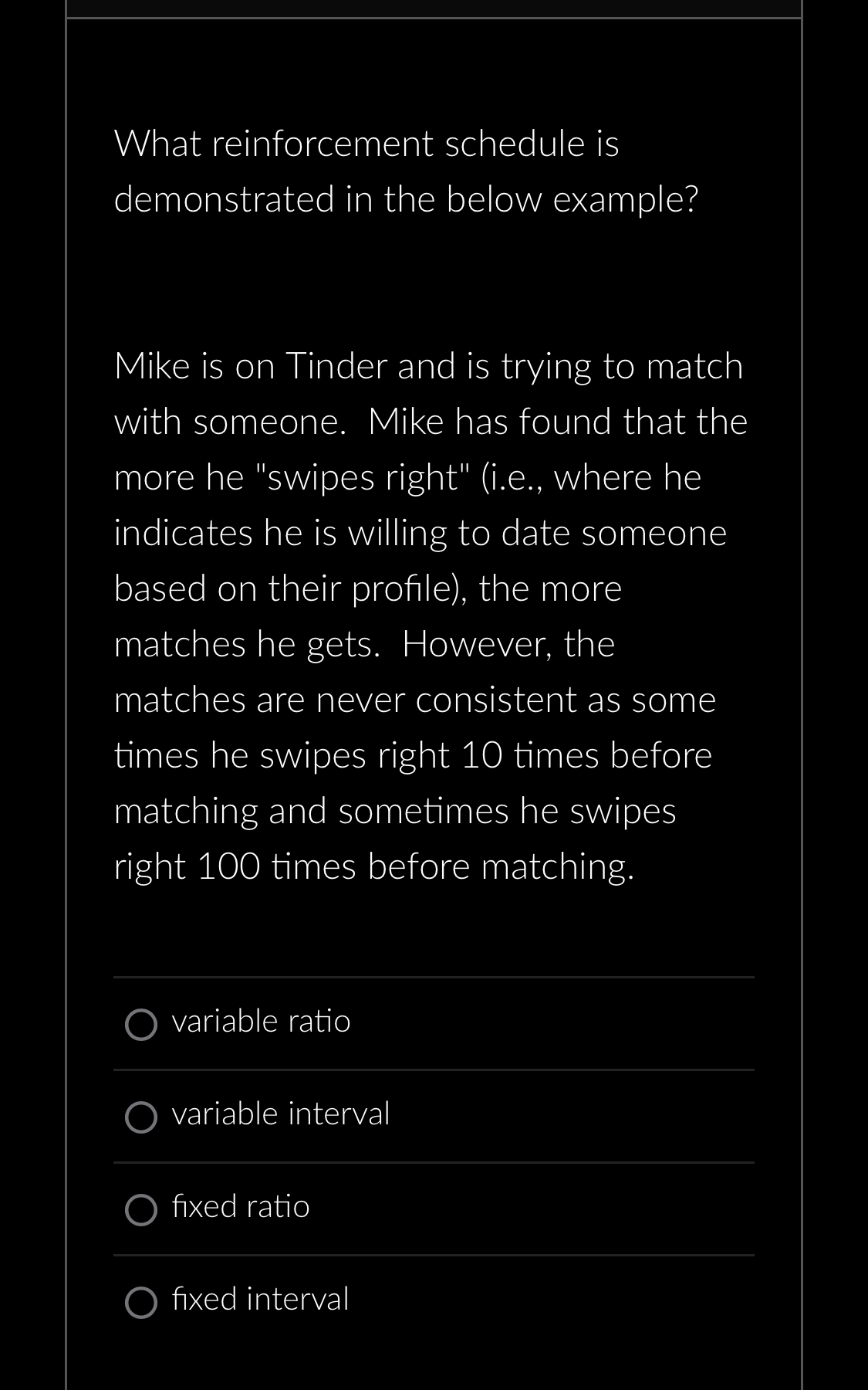 Solved What reinforcement schedule is demonstrated in the | Chegg.com