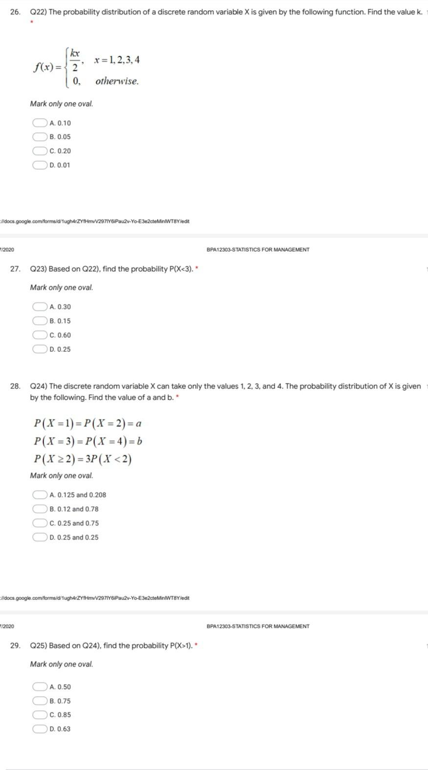 Solved 26. Q22) The probability distribution of a discrete | Chegg.com