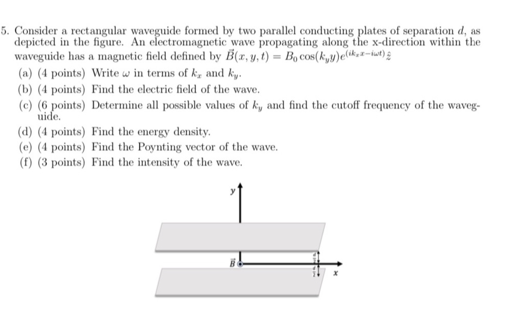 Solved Consider a rectangular waveguide formed by two | Chegg.com