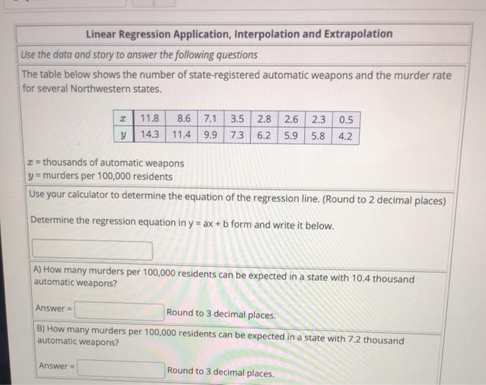 Solved Linear Regression Application, Interpolation and | Chegg.com