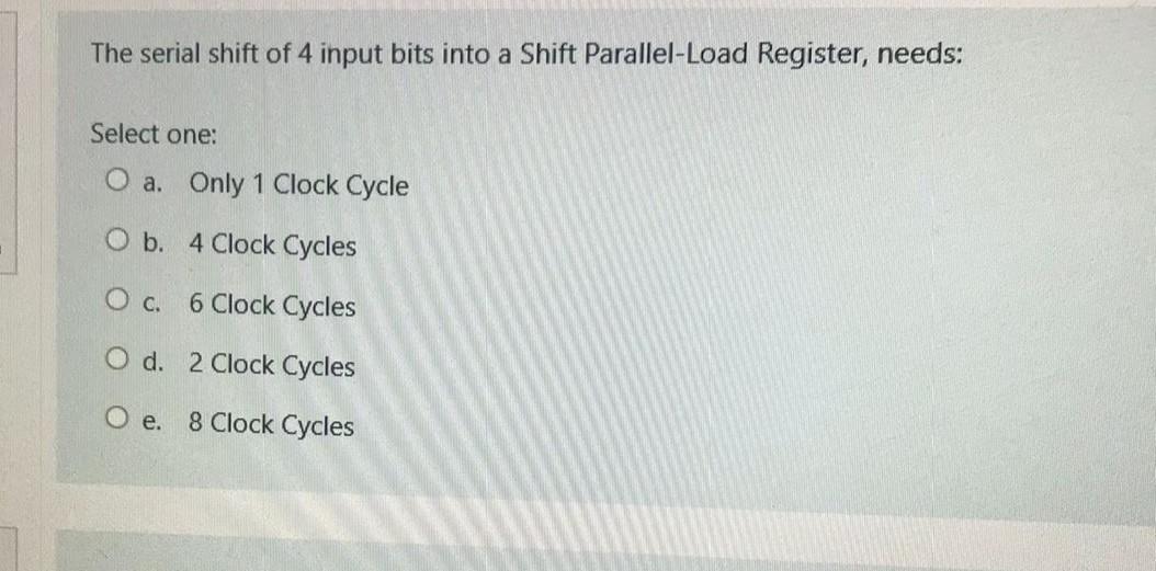 Solved The serial shift of 4 input bits into a Shift | Chegg.com