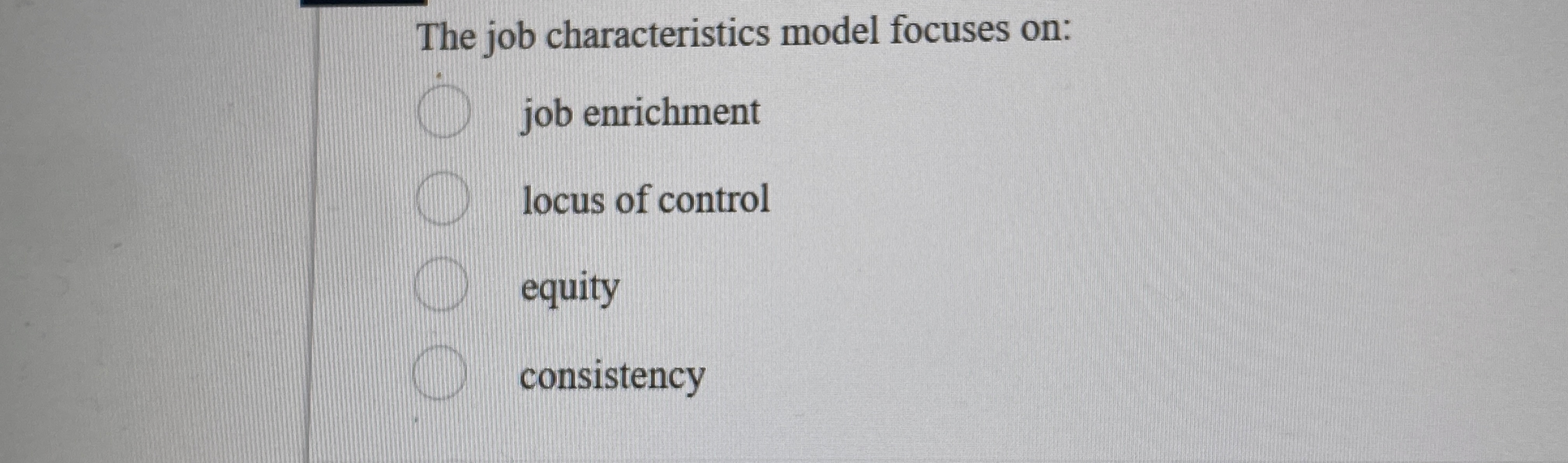 Solved The job characteristics model focuses on:job | Chegg.com