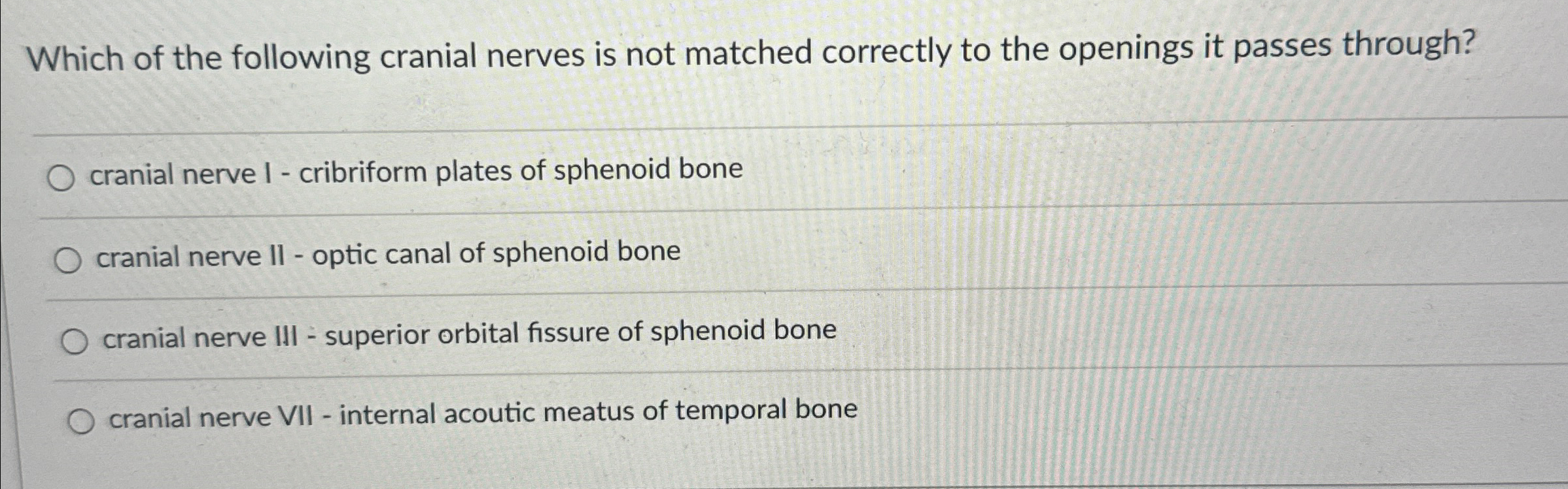 Solved Which of the following cranial nerves is not matched | Chegg.com Solved Which of the following cranial nerves is not matched | Chegg.com