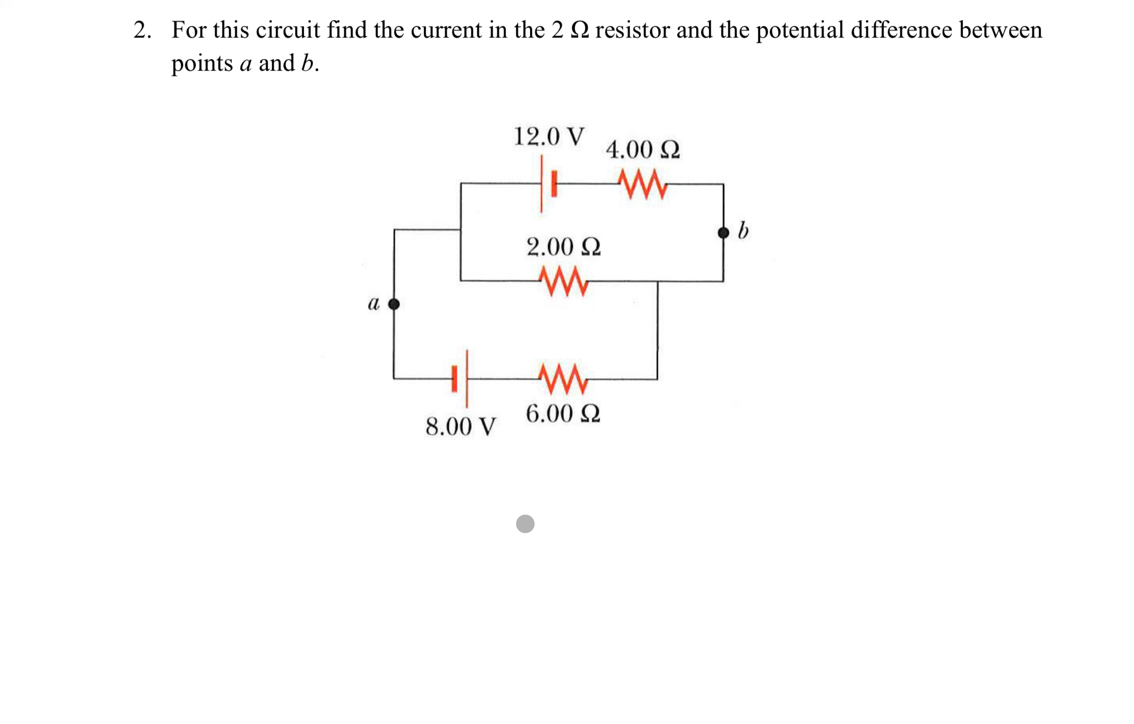Solved For this circuit find the current in the 2Ω ﻿resistor | Chegg.com
