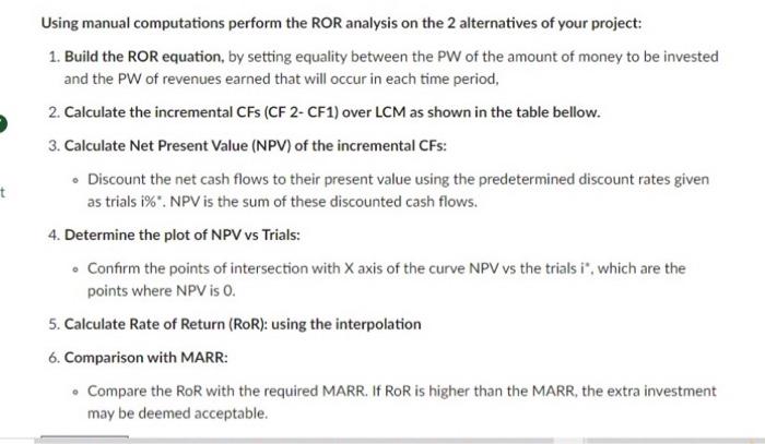 Solved Using manual computations perform the ROR analysis on | Chegg.com Solved Using manual computations perform the ROR analysis on | Chegg.com