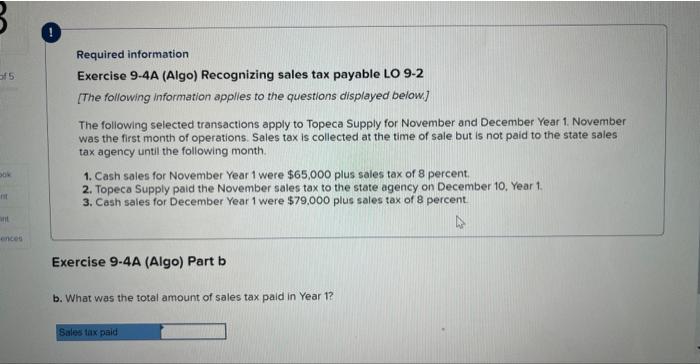 Solved Required information Exercise 9-4A (Algo) Recognizing | Chegg.com