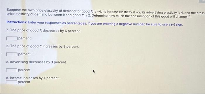 Solved Suppose the own price elasticity of demand for good X | Chegg.com