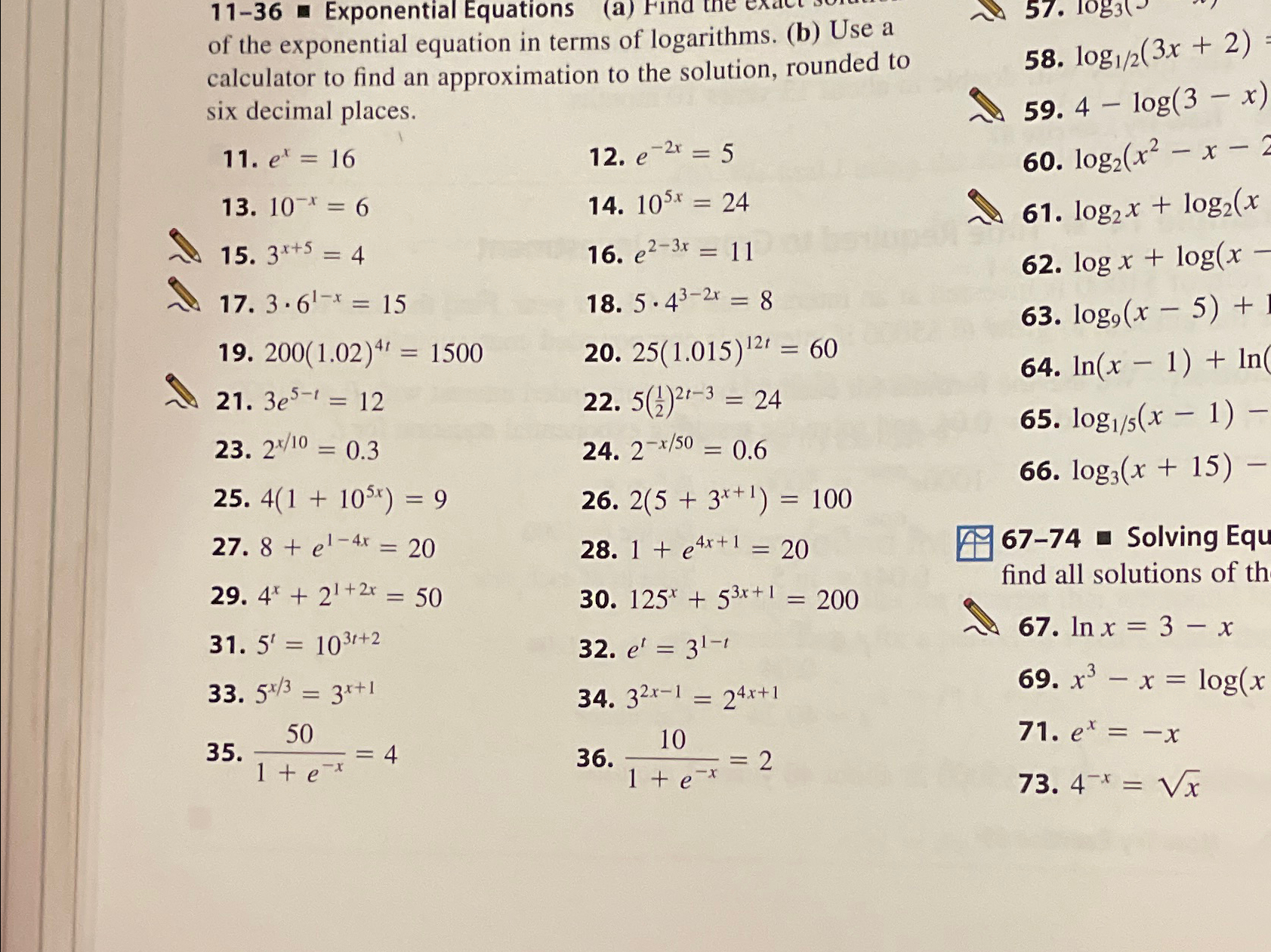 Solved of the exponential equation in terms of logarithms. | Chegg.com