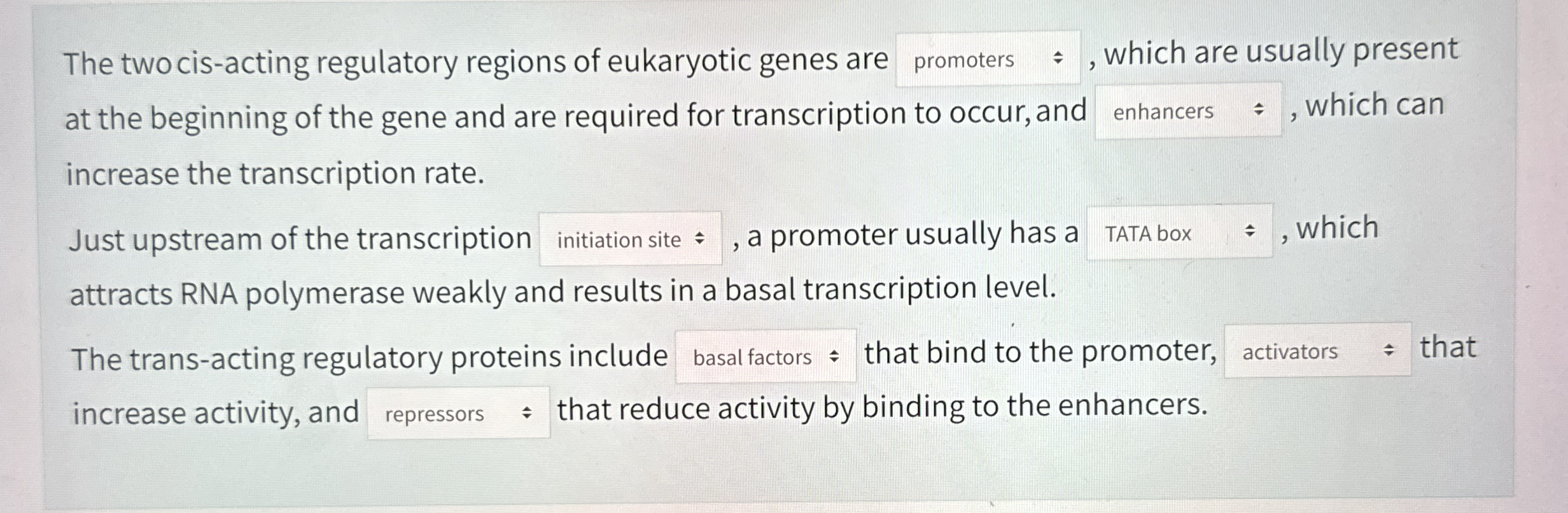 Solved The two cis-acting regulatory regions of eukaryotic | Chegg.com